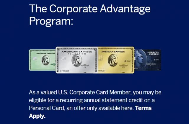 American Express Corporate Advantage Program: Up To $150 Annual Credit ...