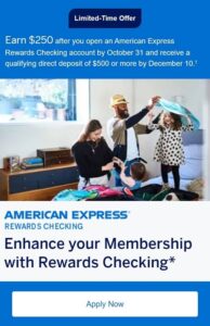 American Express® $250 Checking Account Bonus - The Money Ninja